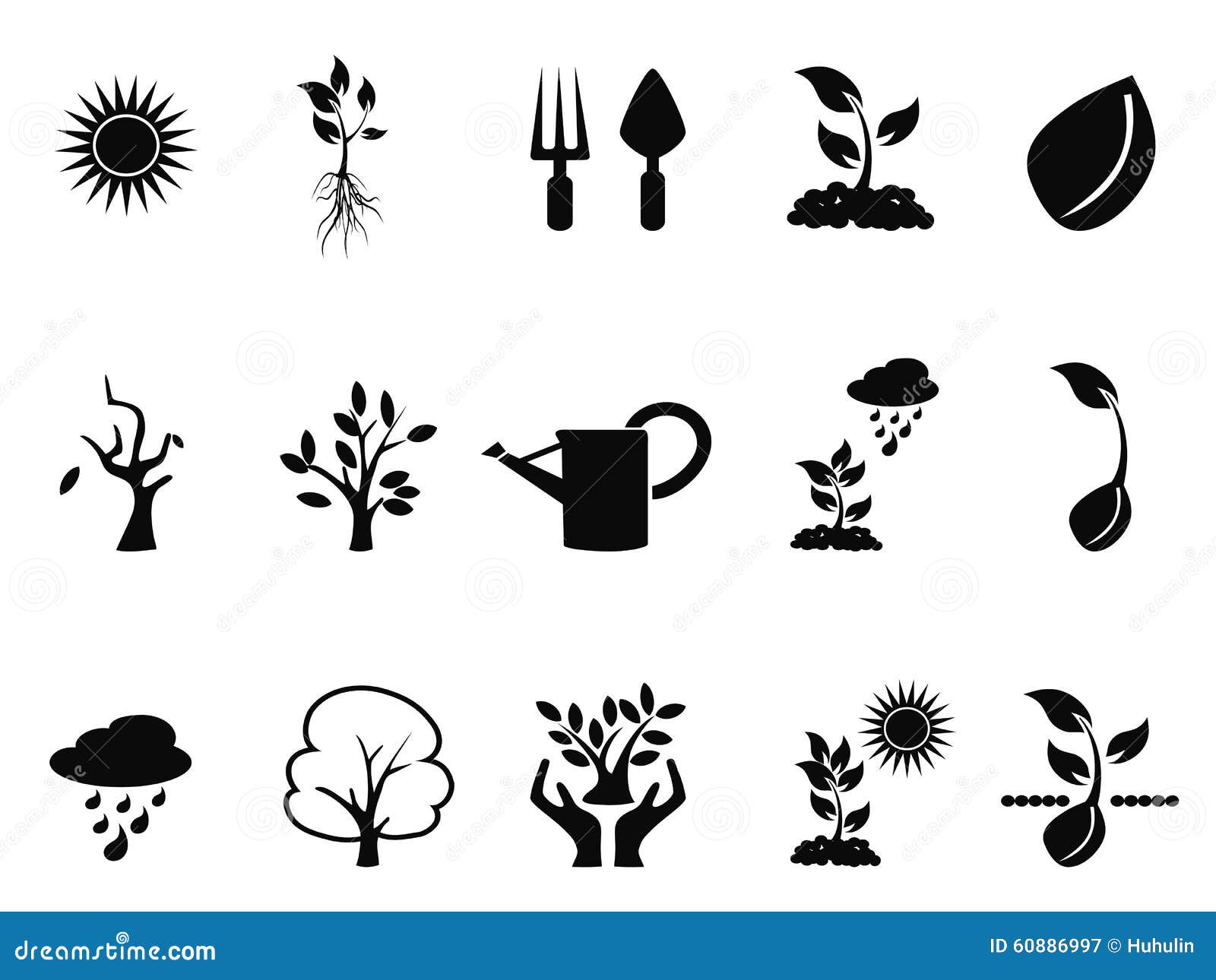 Tree Sprout And Plants Vector Icons. Seedling And Hand Planting ...