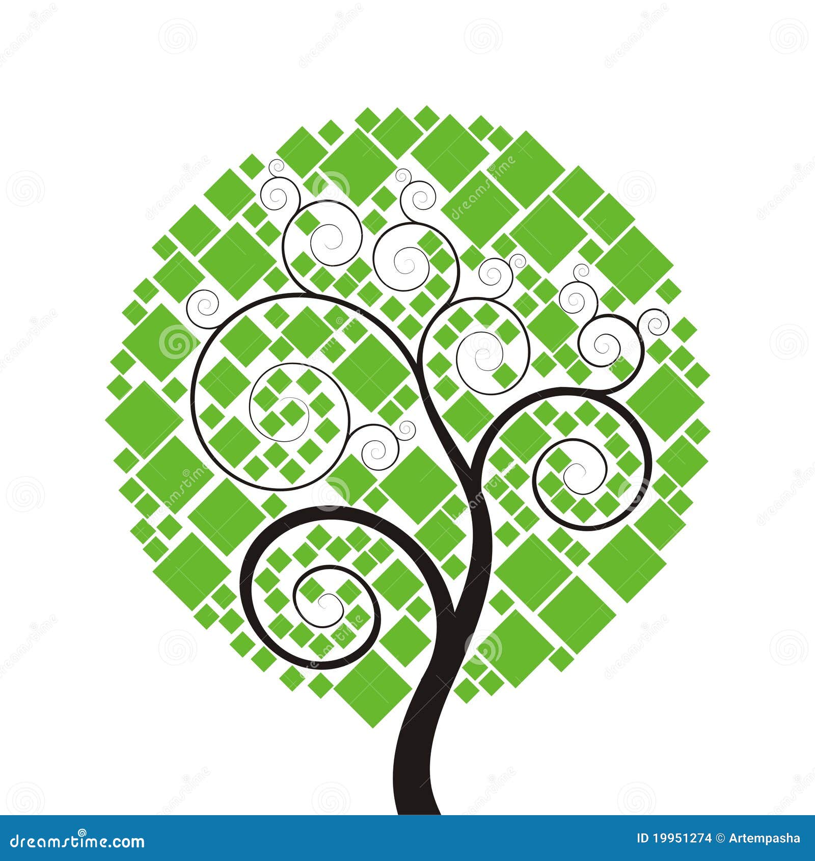 Tree with square stock vector. Illustration of gift, circle - 19951274