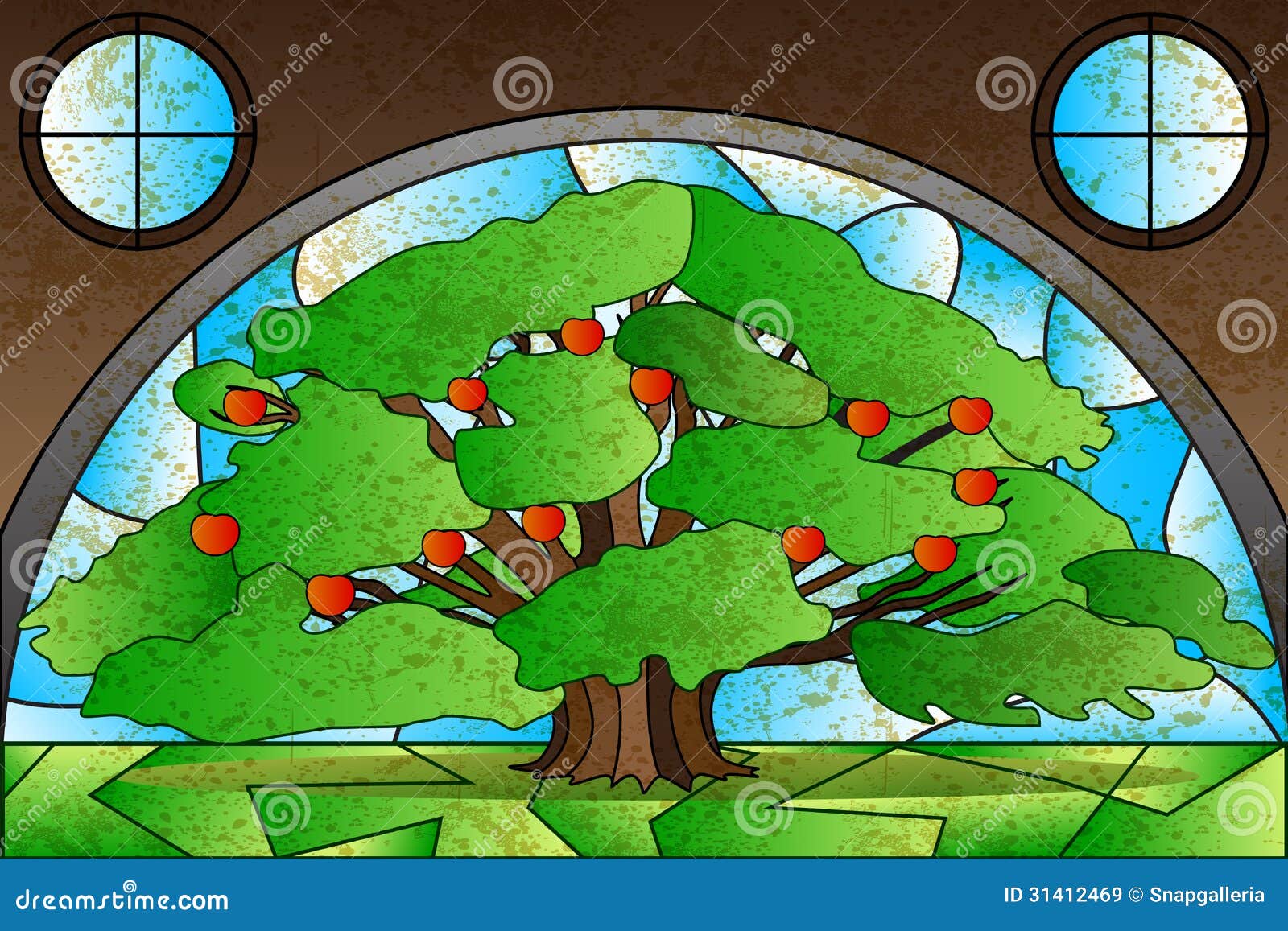 Tree Stained Glass Painting Stock Vector - Illustration of grunge ...