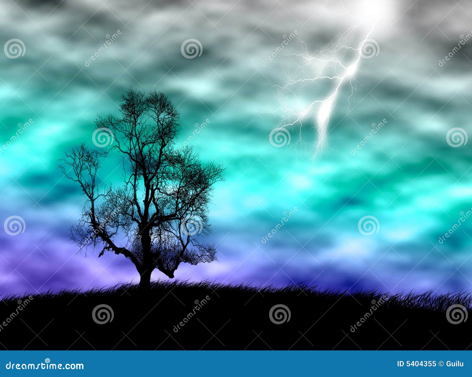 Tree in the storm stock illustration. Illustration of lawn - 5404355