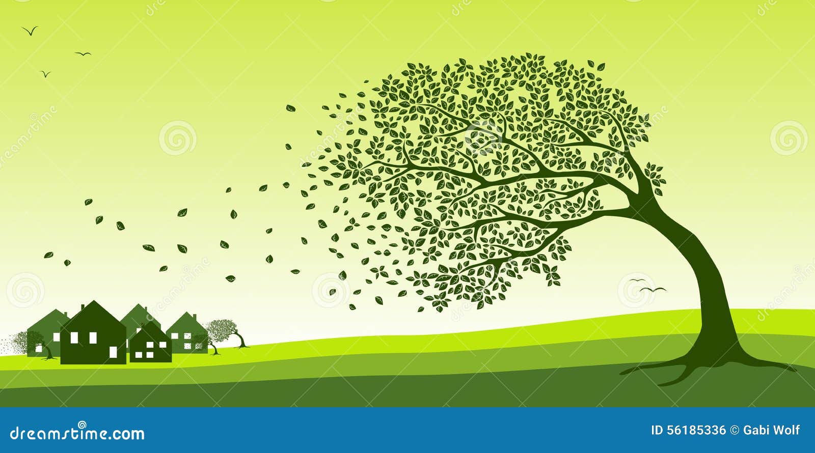 Tree in the storm stock vector. Illustration of graphic - 56185336