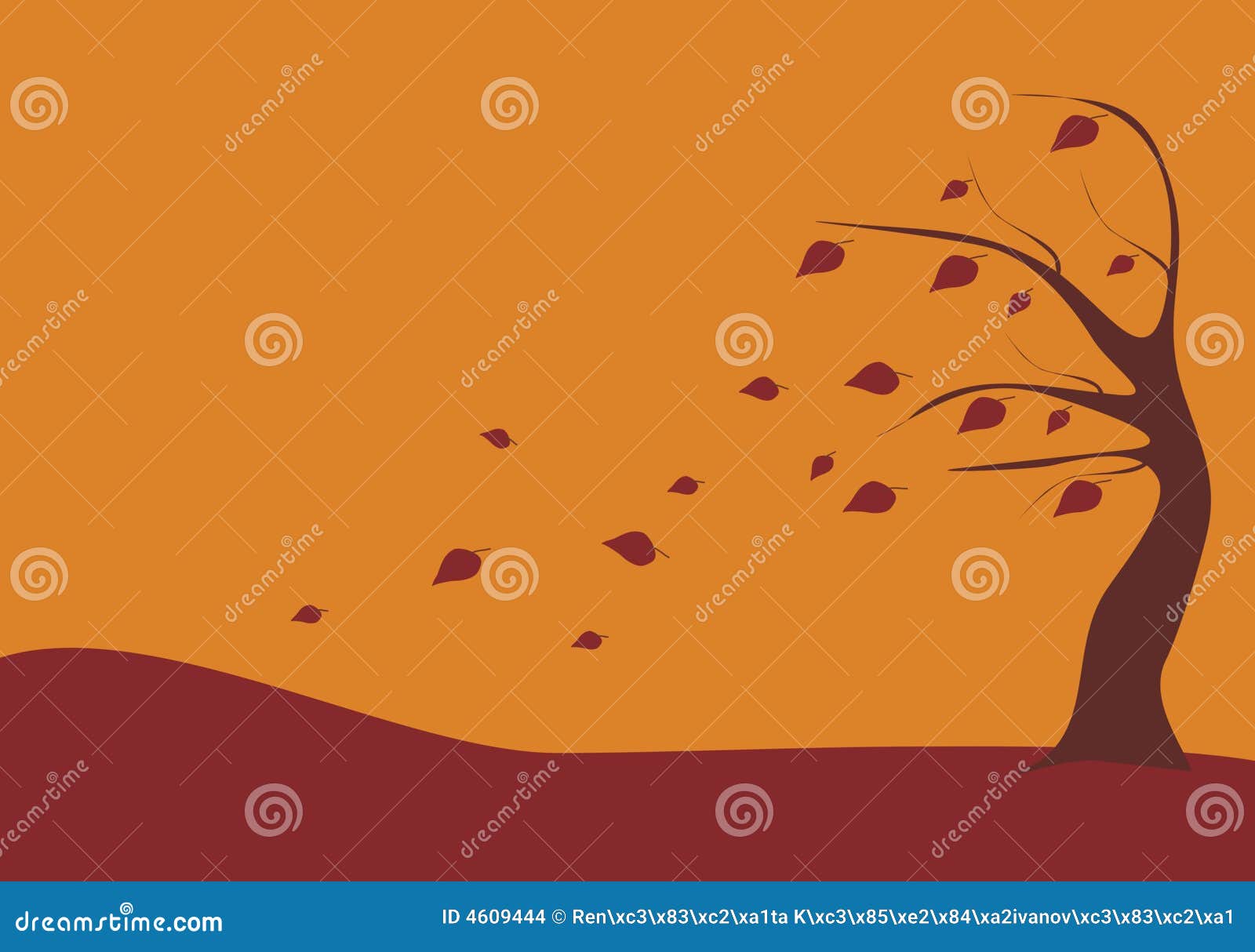 Tree in strong wind stock vector. Illustration of away - 4609444
