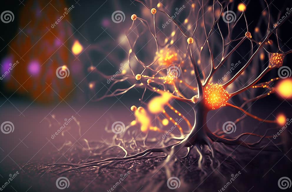 Tree Structure with Illuminated Neurons. Neurons, Brain Cells, Neural ...