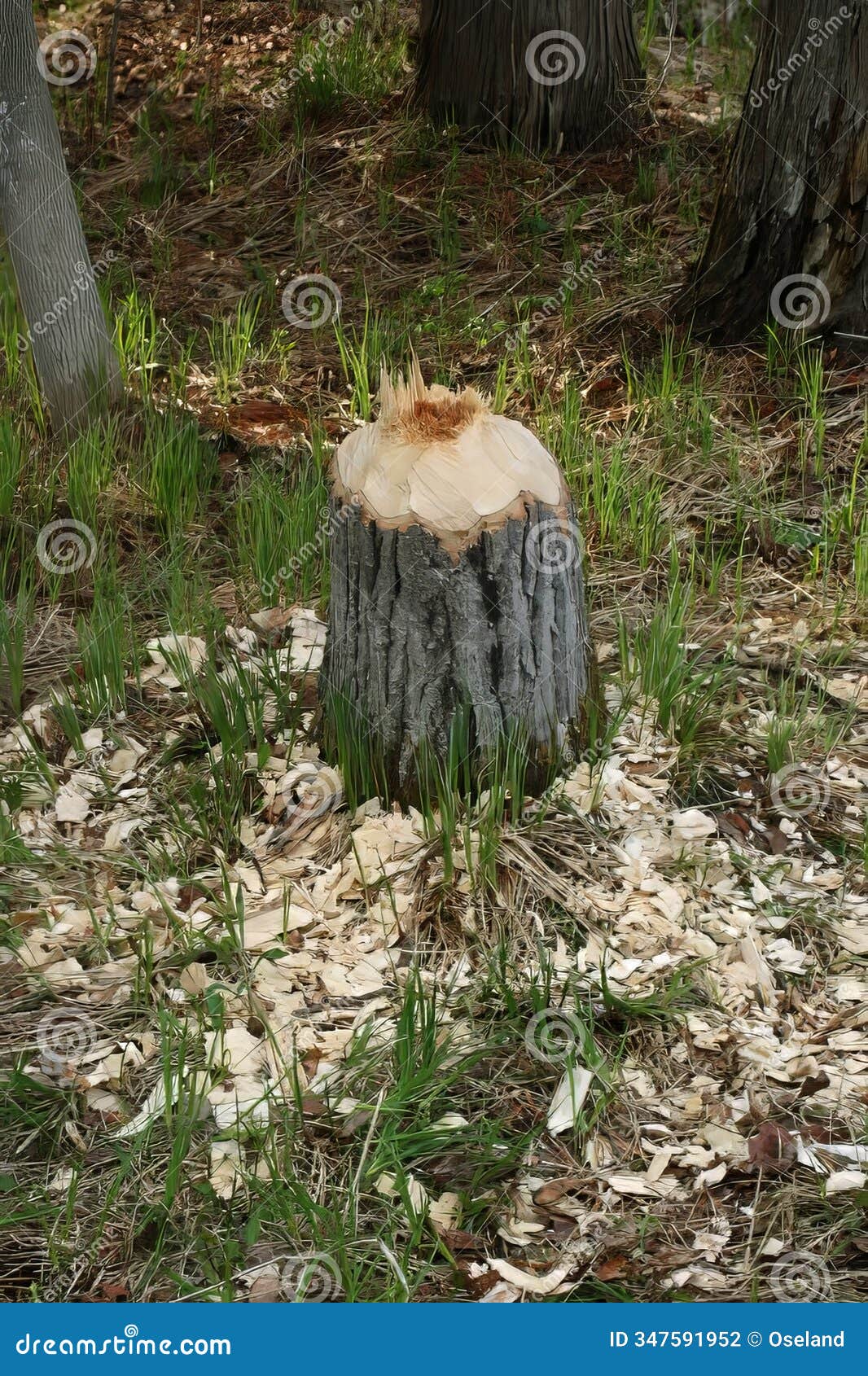 Tree Stump with Beaver Damage. Stock Photo - Image of stump, wood ...