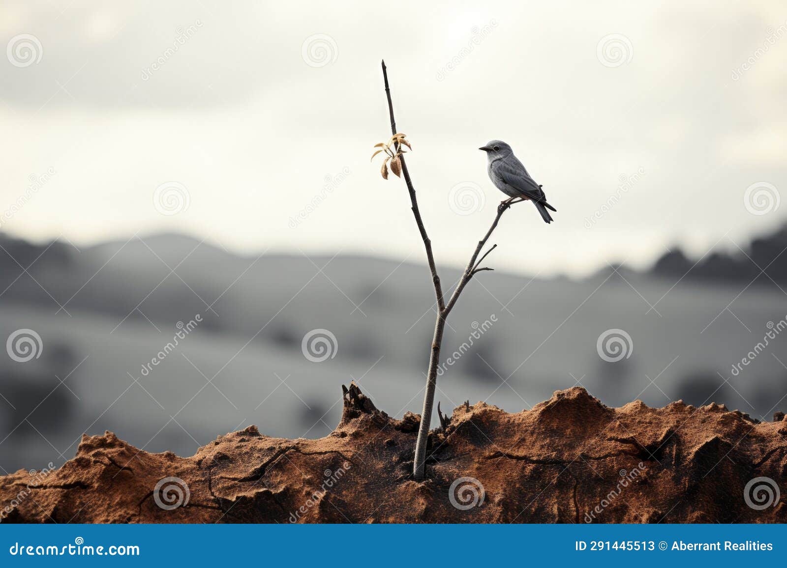 A Tree Stump with a Bird on it Stock Illustration - Illustration of ...