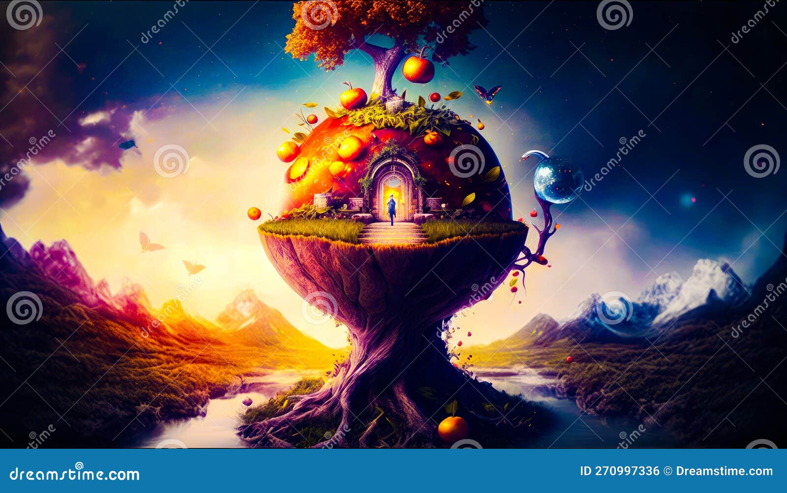 Tree Stump with House on Top of it. Fantasy Stock Illustration ...