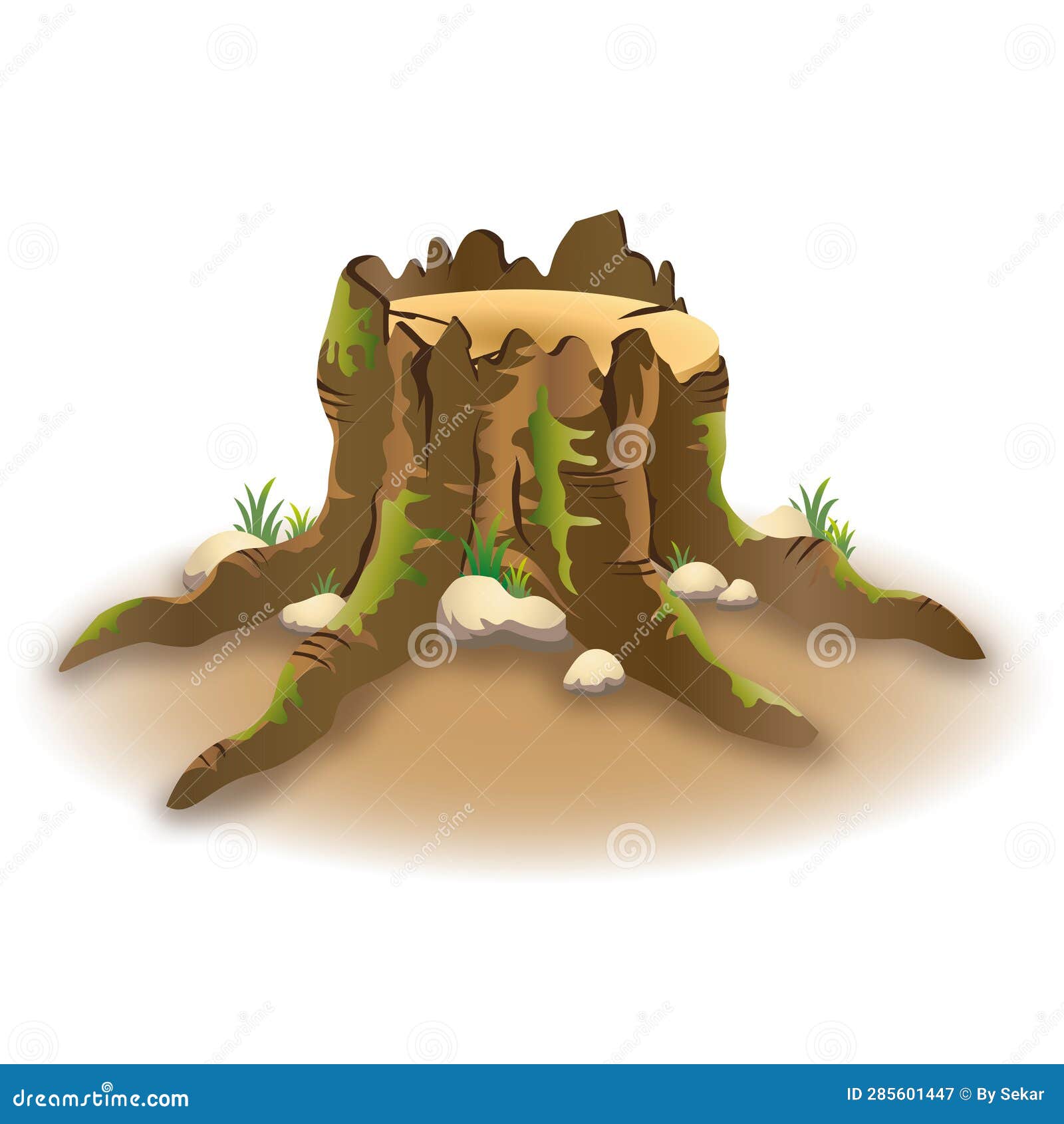 Tree Stump Illustration Vector with Green Moss Stock Vector ...