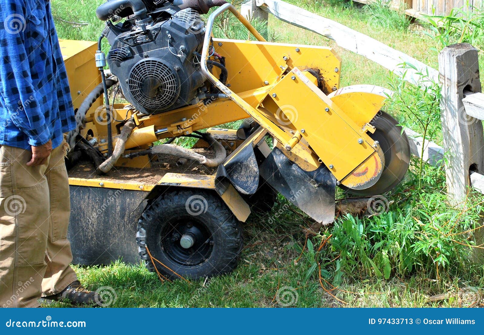 Tree stump machine. stock image. Image of machine, removal - 97433713