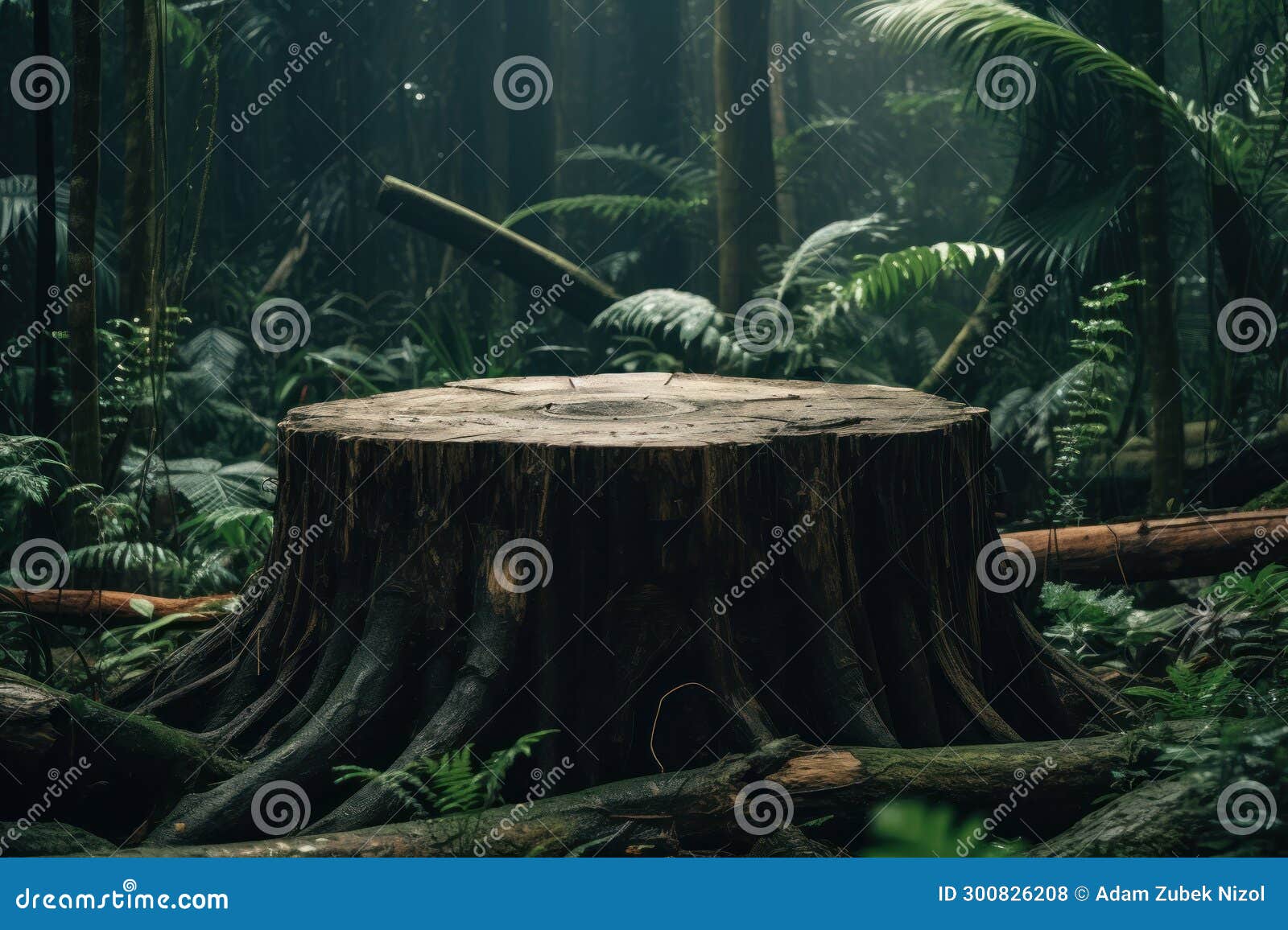 A Tree Stump in the Middle of a Forest Stock Illustration ...
