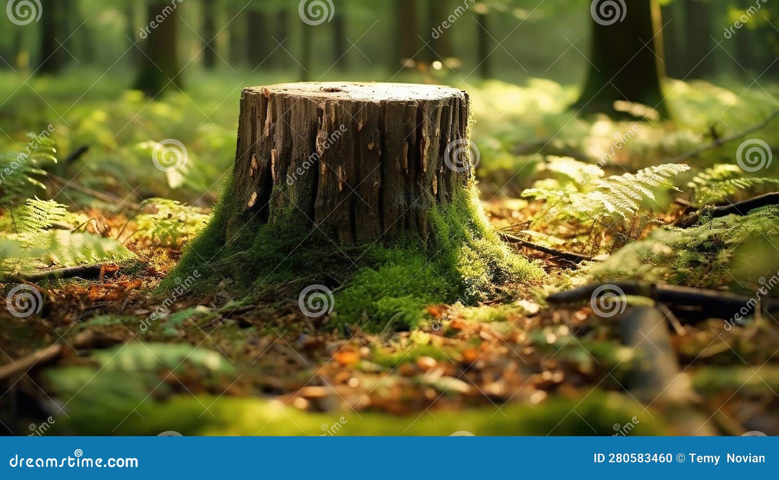 A Tree Stump in the Middle of a Forest. Generative Ai Stock ...