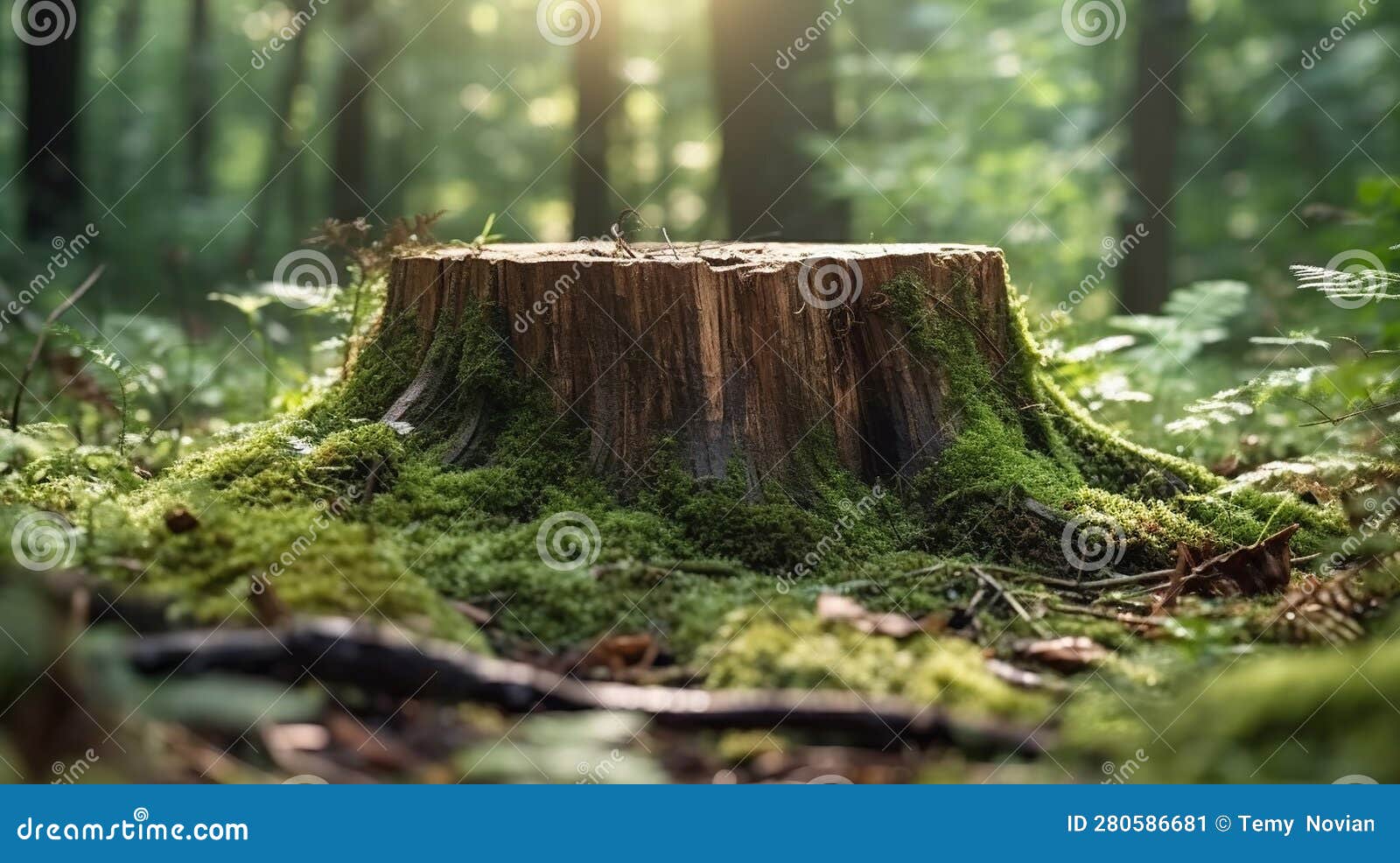 A Tree Stump in the Middle of a Forest. Generative Ai Stock ...