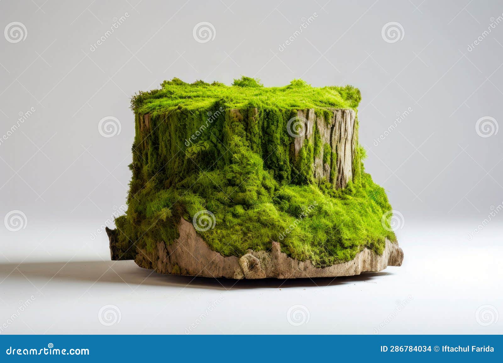 Tree Stump with Moss Isolated on White Background. Stock Illustration ...