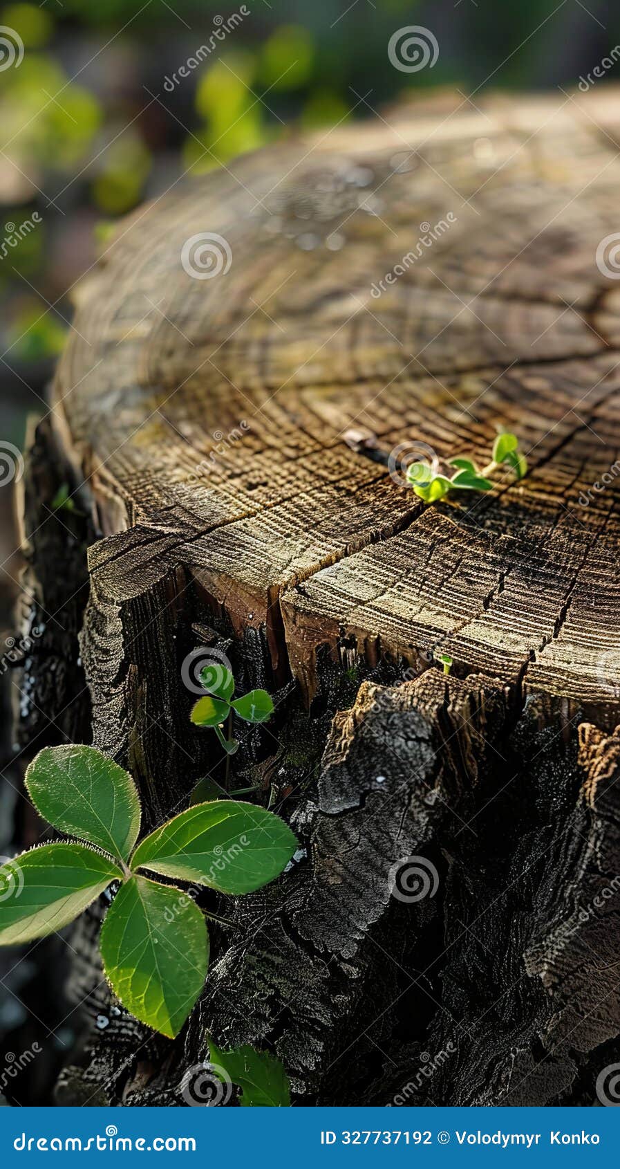Tree Stump with New Green Leaf Growth Stock Photo - Image of leaves ...