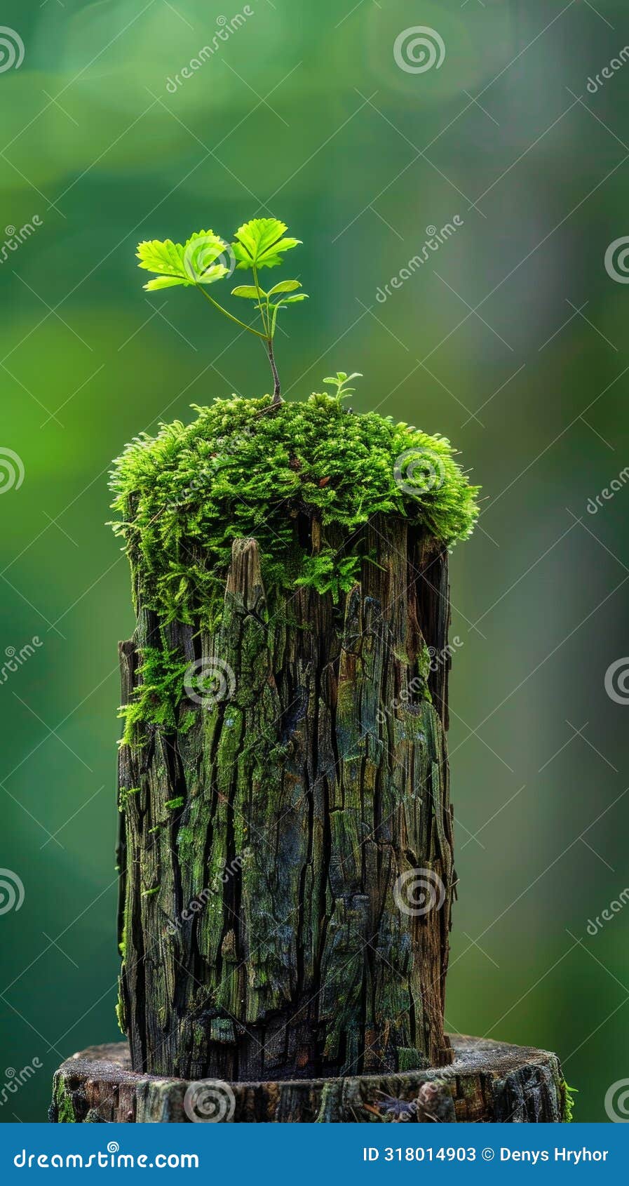 A Tree Stump with a Plant Growing Out of it in a Natural Setting with ...