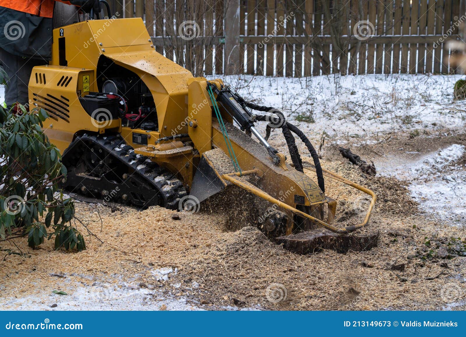 Tree Stump Removing Process with Yellow Stump Grinder Stock Image ...