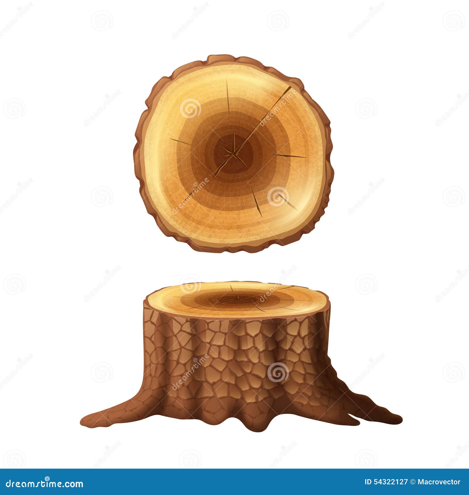 Tree Stump Two Views Icons Set Stock Vector - Illustration of brown ...
