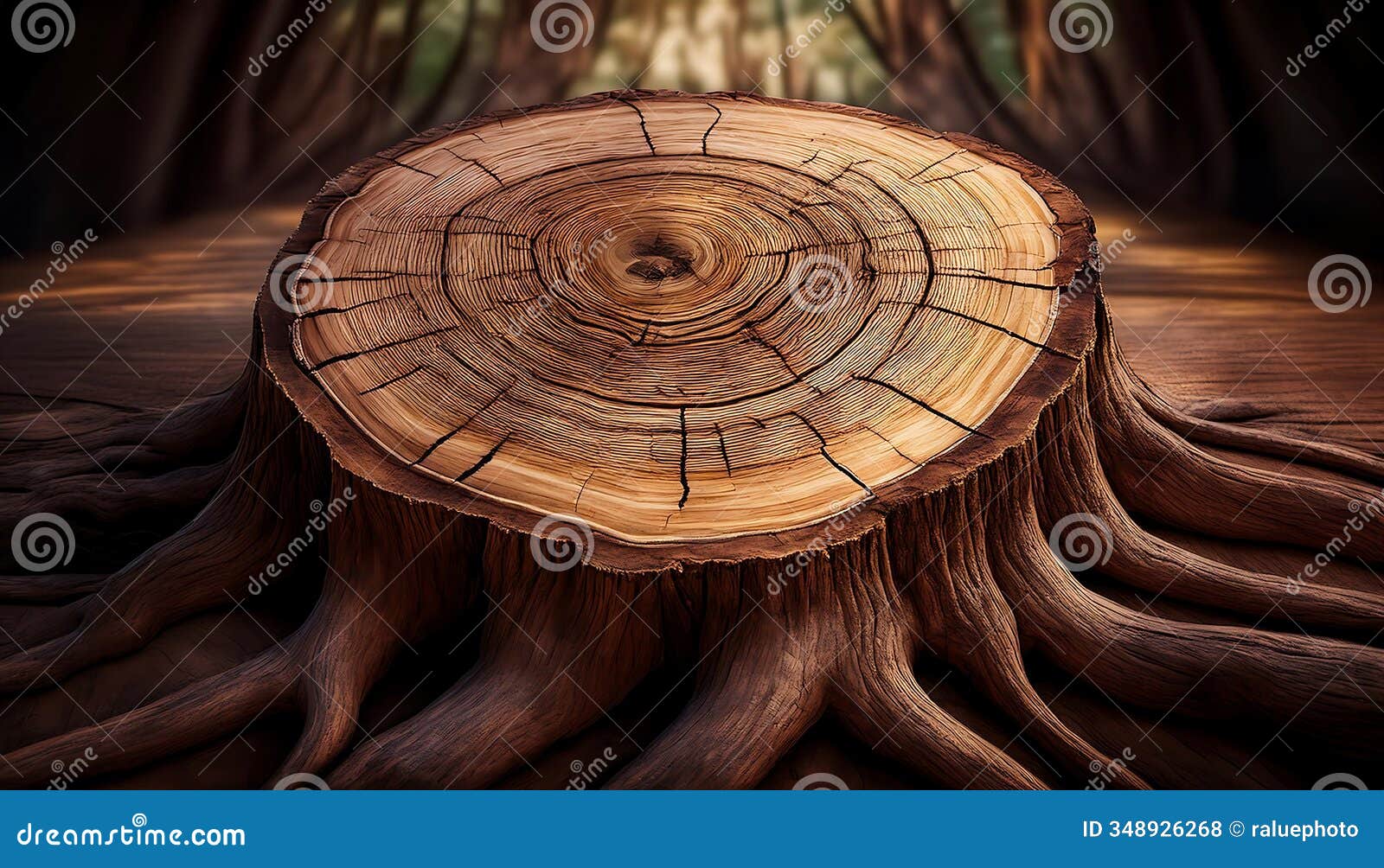 A Tree Stump with Visible Growth Rings and Roots, Highlighting Its Age ...