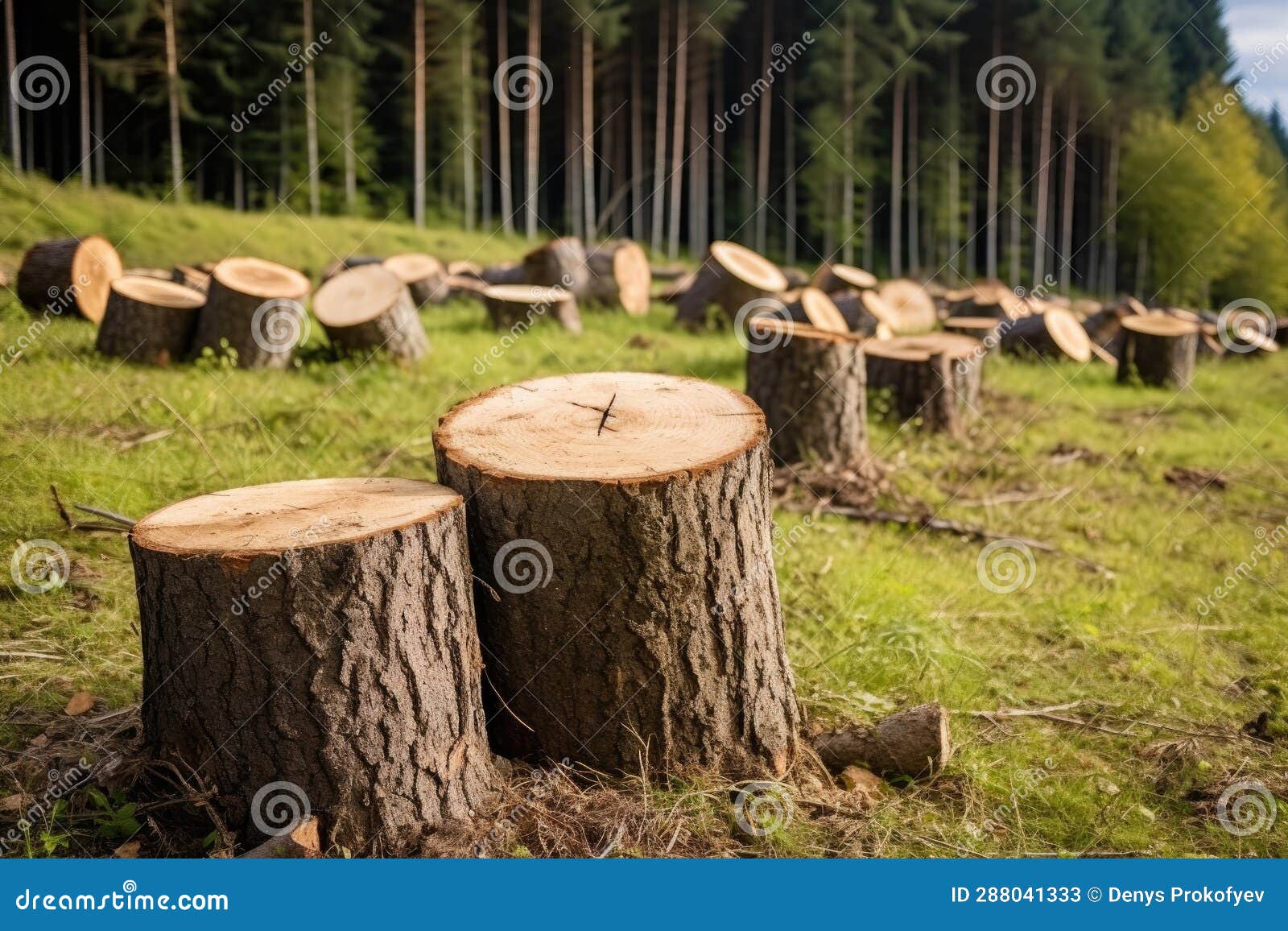 Tree stumps in forest stock illustration. Illustration of bark - 288041333