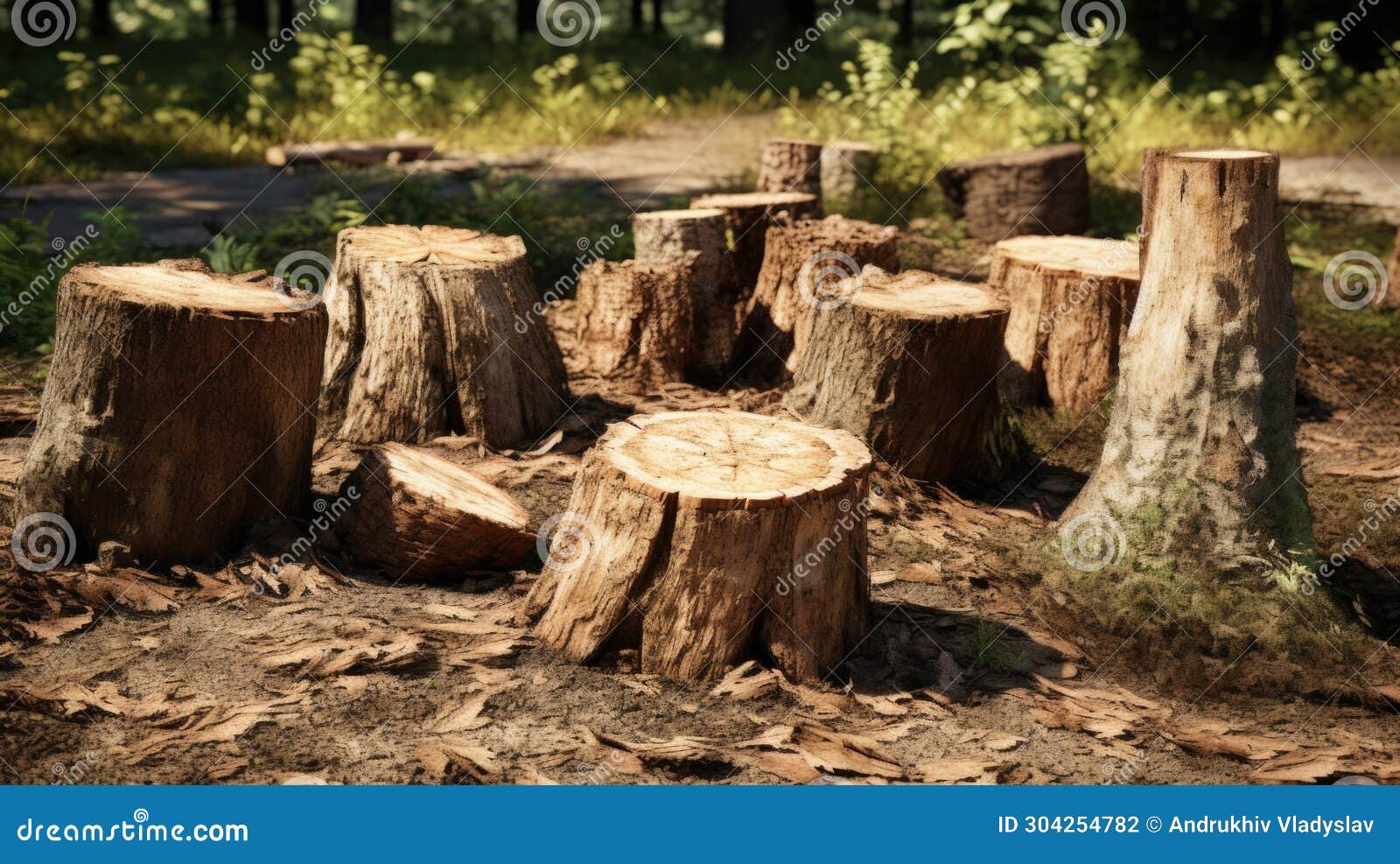 Tree Stumps Full Screen, Abstract Illustration Stock Illustration ...