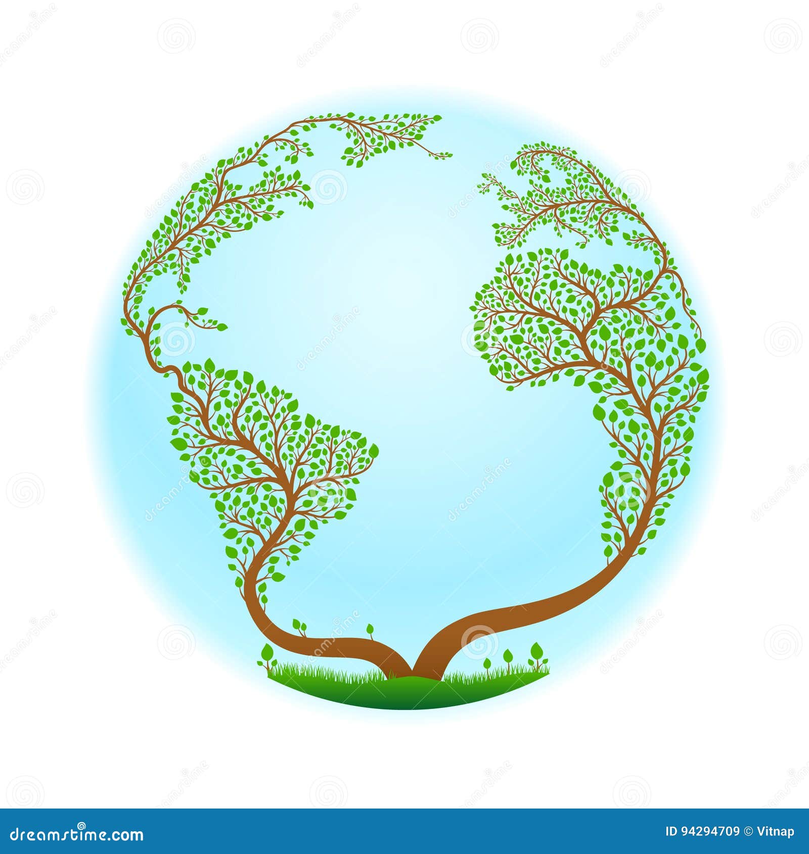 A Tree Stylized in the Form of Planet Earth. Vector Illustration Stock ...