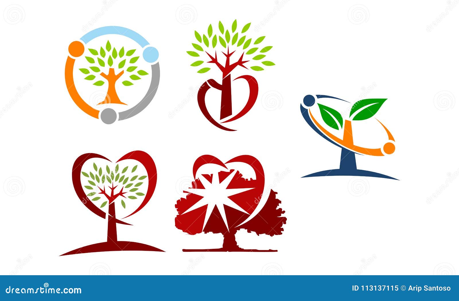 Tree of Success Template Set Stock Vector - Illustration of plant, gain ...