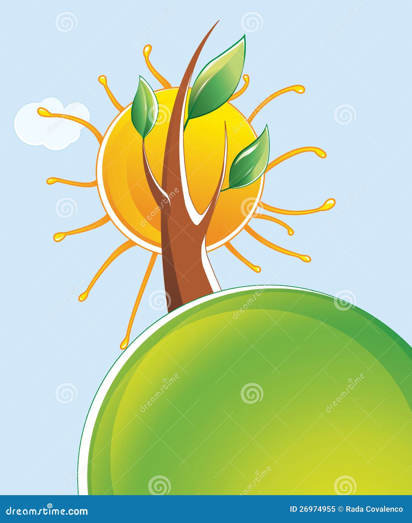 Tree and sun stock vector. Illustration of summer, tree - 26974955