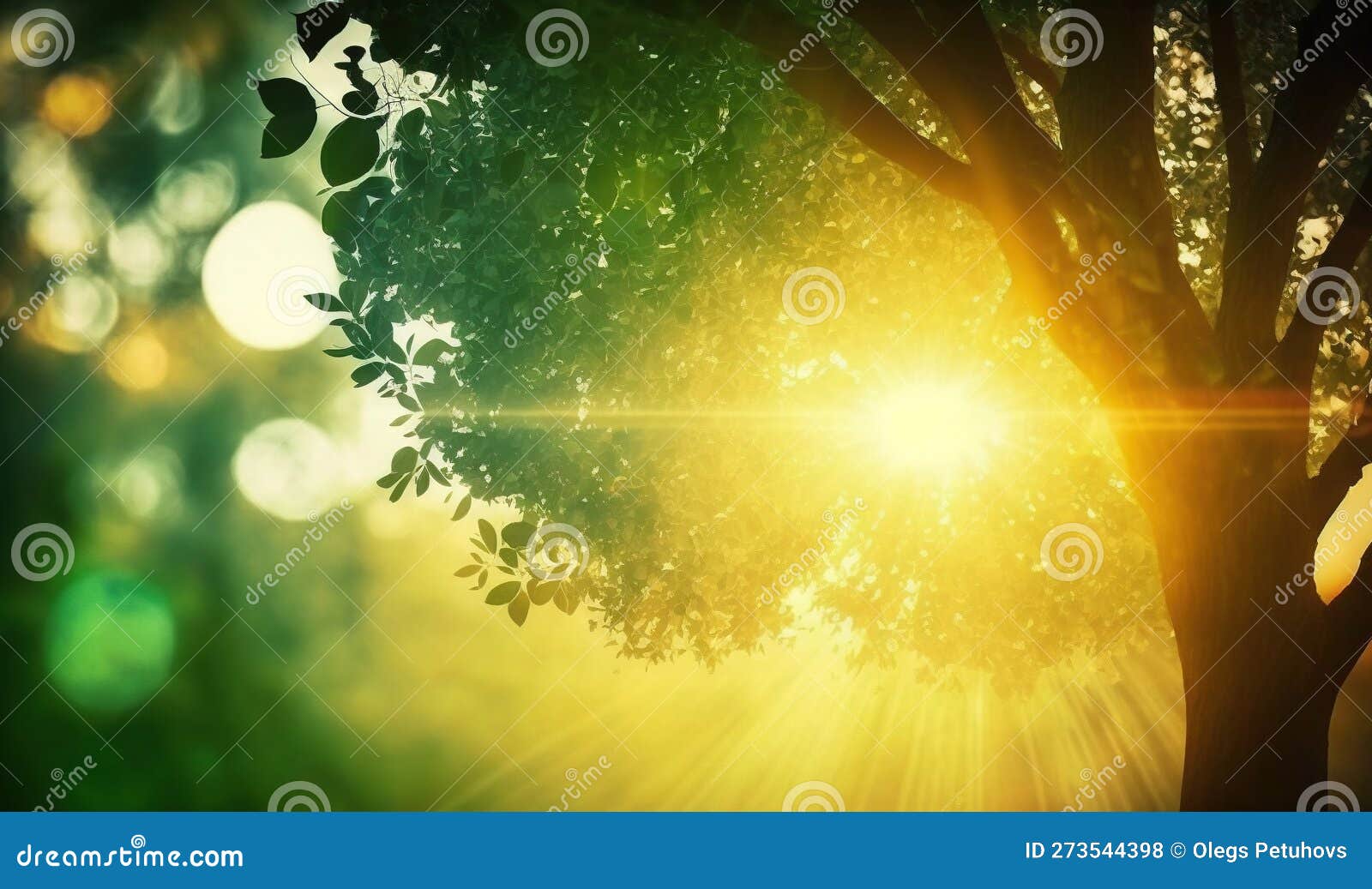A Tree with the Sun Shining through the Leaves on it Stock Illustration ...