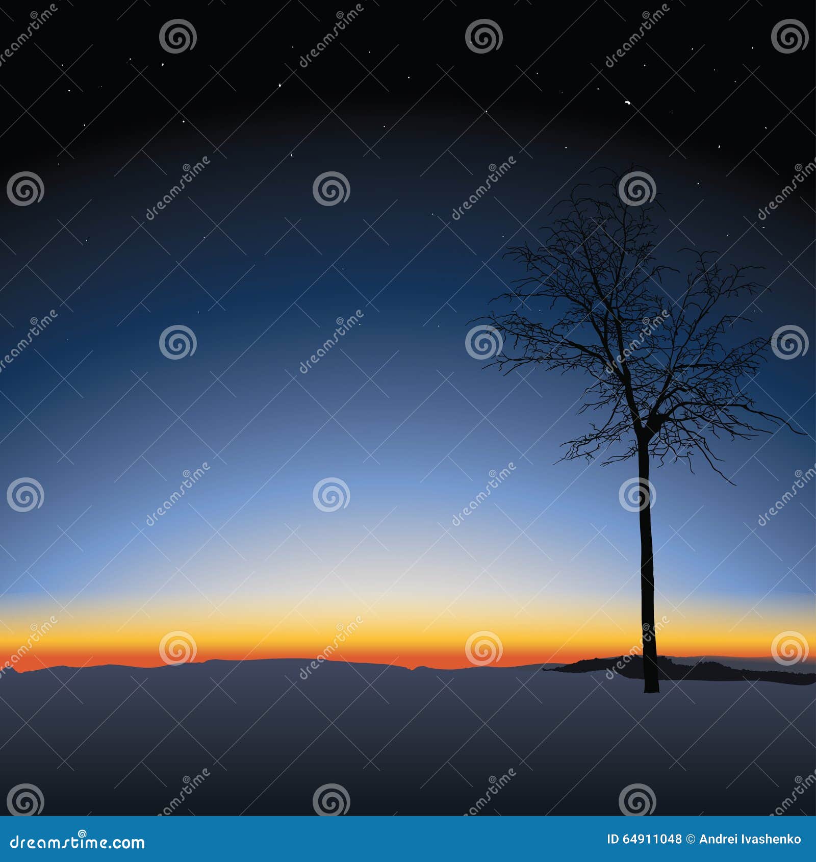 Tree on sunset background stock vector. Illustration of outdoors - 64911048
