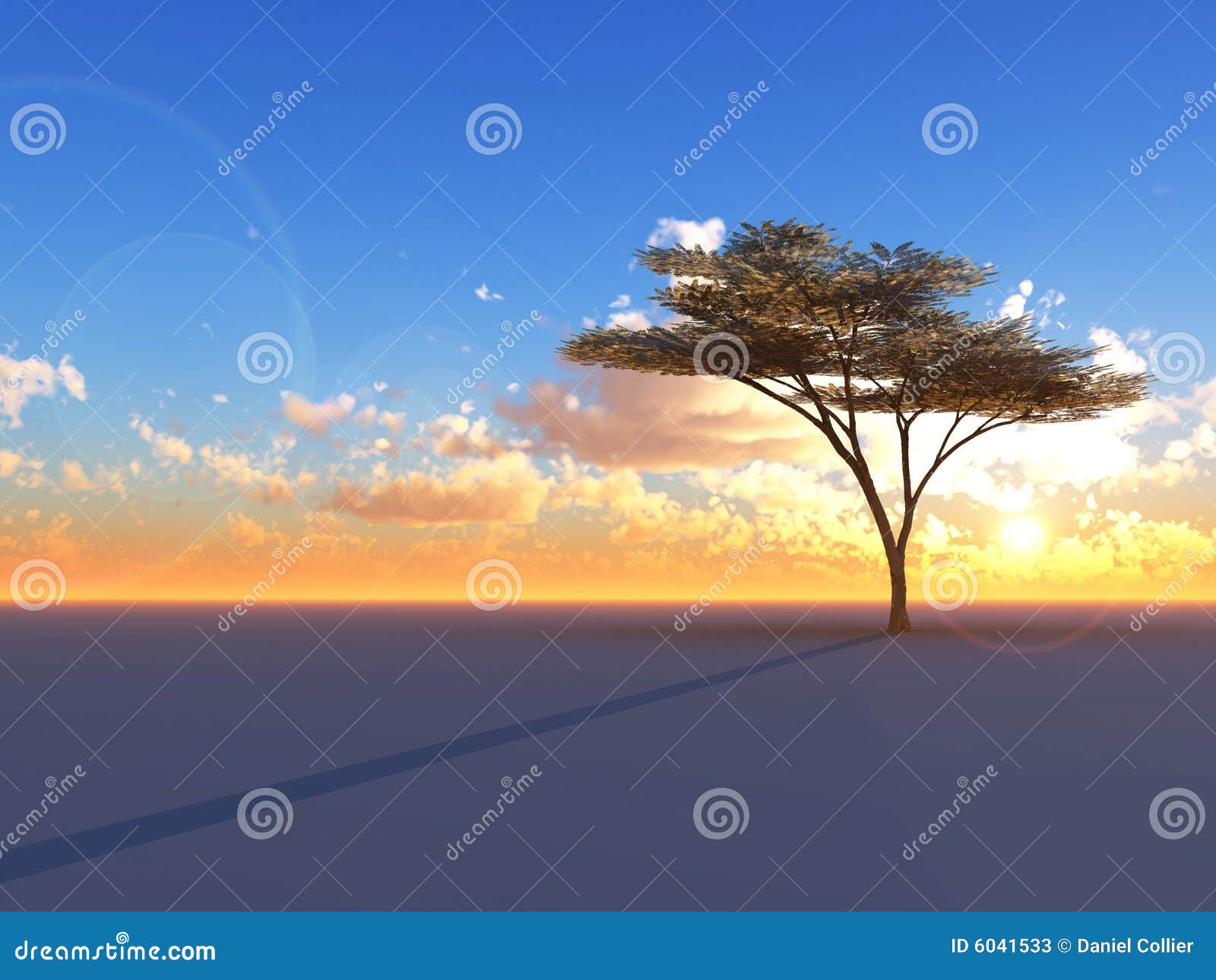 Tree on Sunset Horizon stock illustration. Illustration of horizon ...