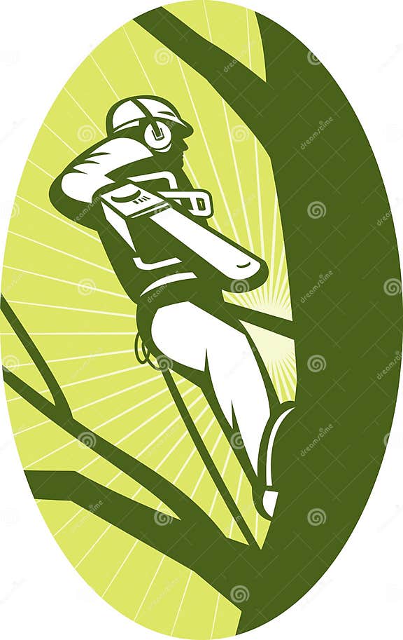 Tree Surgeon Arborist Chainsaw Stock Illustration - Illustration of ...