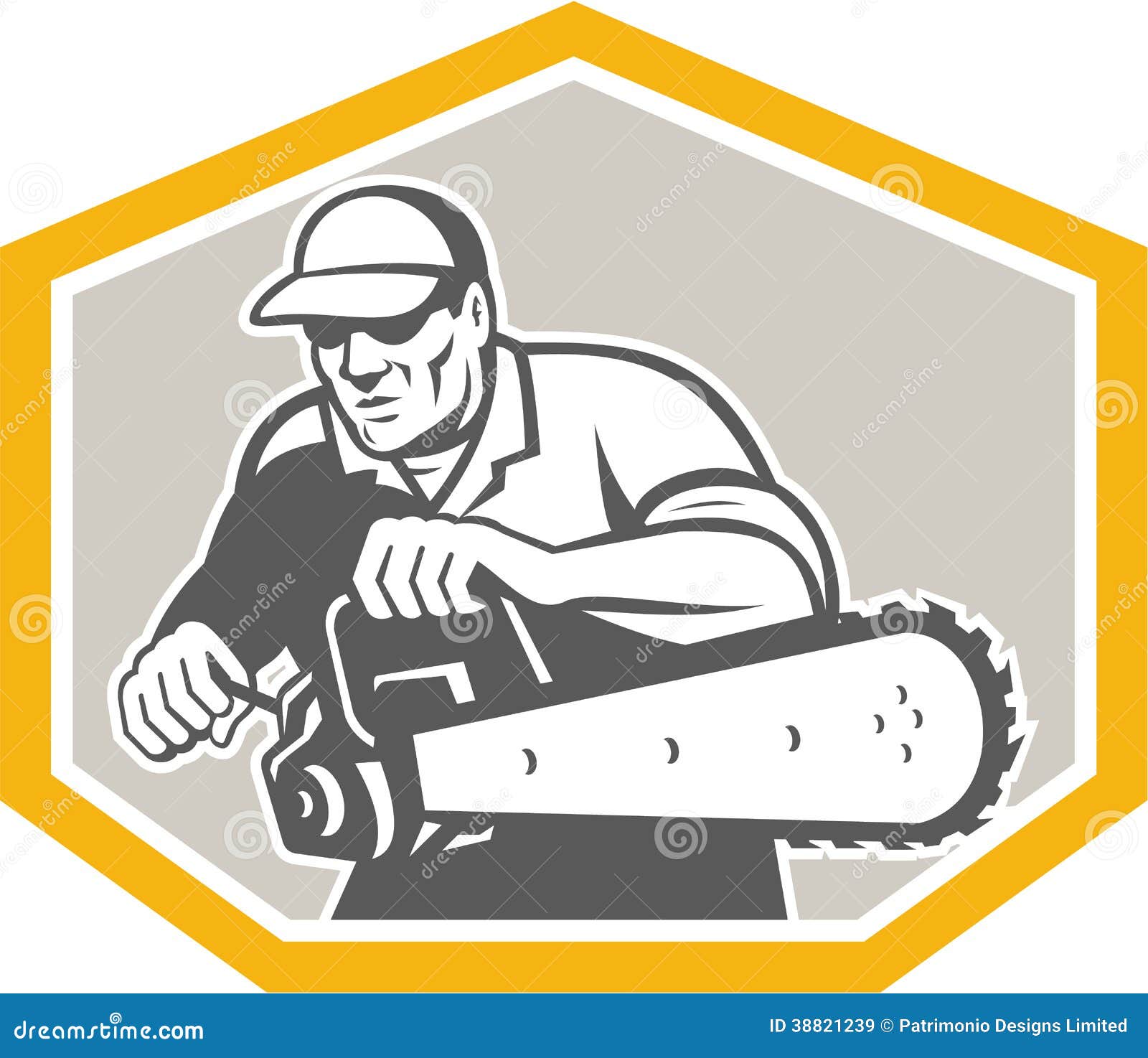 Tree Surgeon Arborist Holding Chainsaw Shield Stock Vector ...