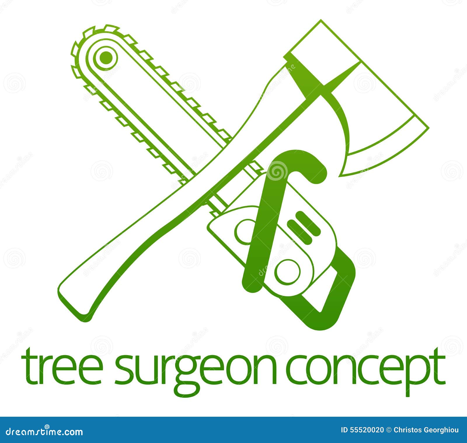Tree Surgeon Axe and Cainsaw Concept Stock Vector - Illustration of ...