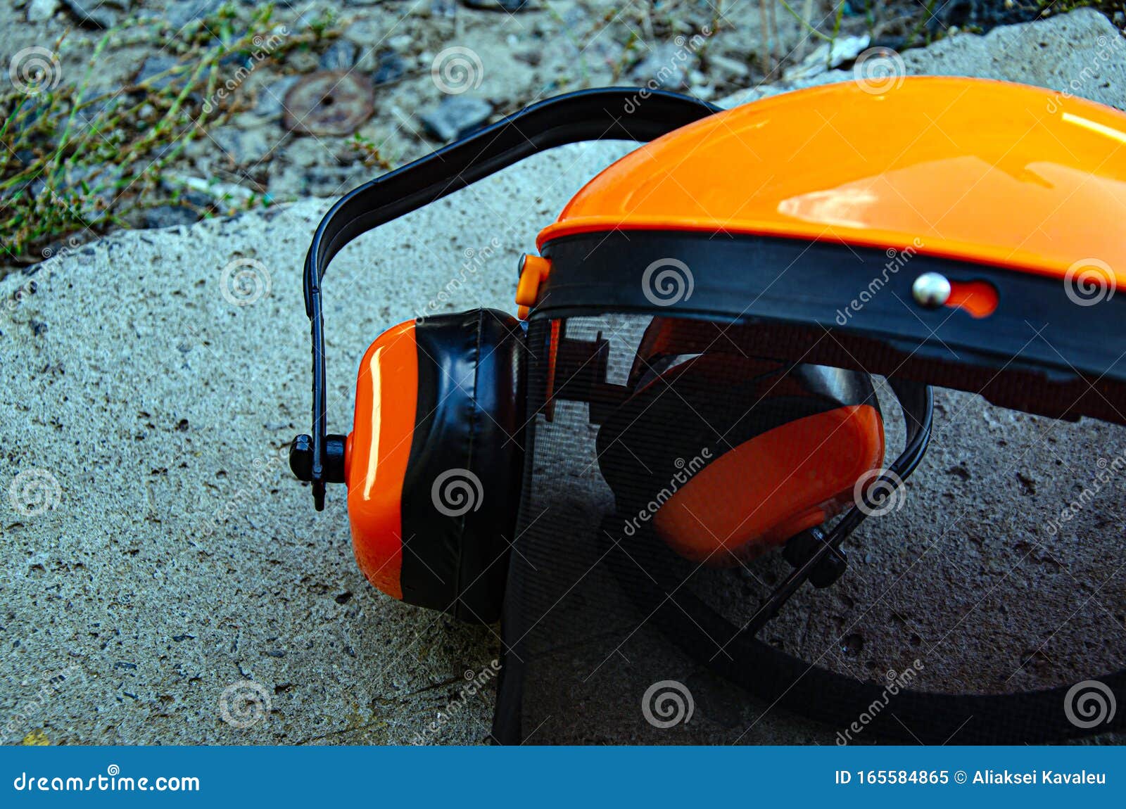 Tree Surgeon Tools on Desk Including Chainsaw, Helmet, Harness, Ear ...