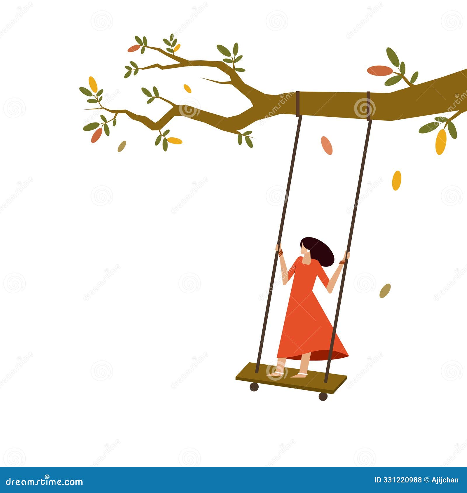Illustration of a Girl Swinging in a Swing Stock Illustration ...