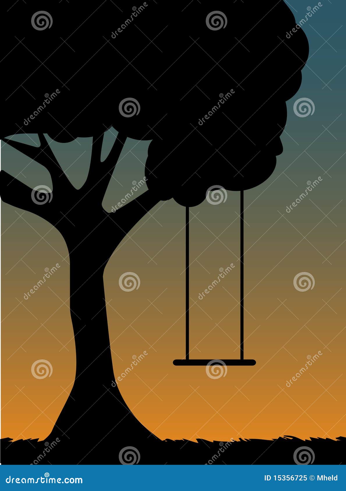 Tree Swing Silhouette At Dusk Stock Vector - Illustration of beautiful ...