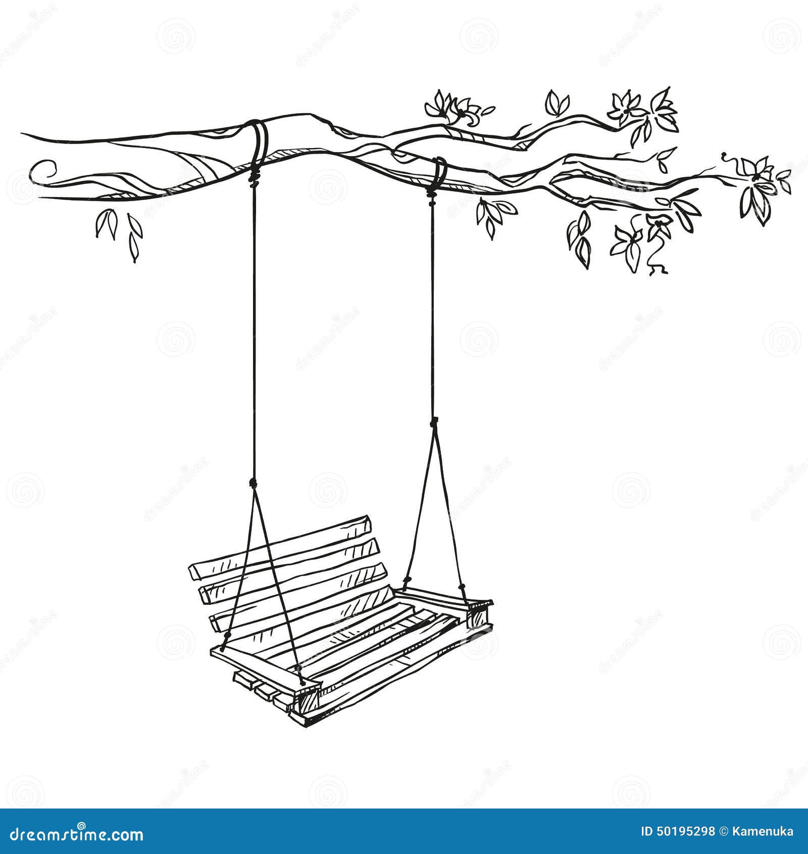 Tree with a swing stock vector. Illustration of white - 50195298
