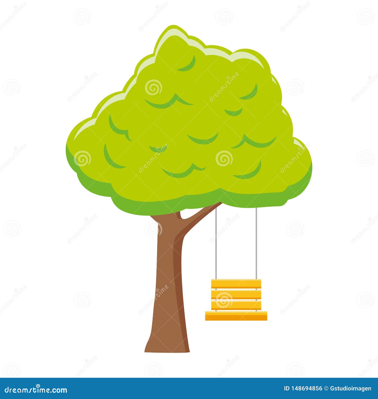 Tree with swing stock illustration. Illustration of play - 148694856
