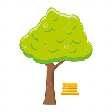 Tree with swing stock illustration. Illustration of play - 148694856