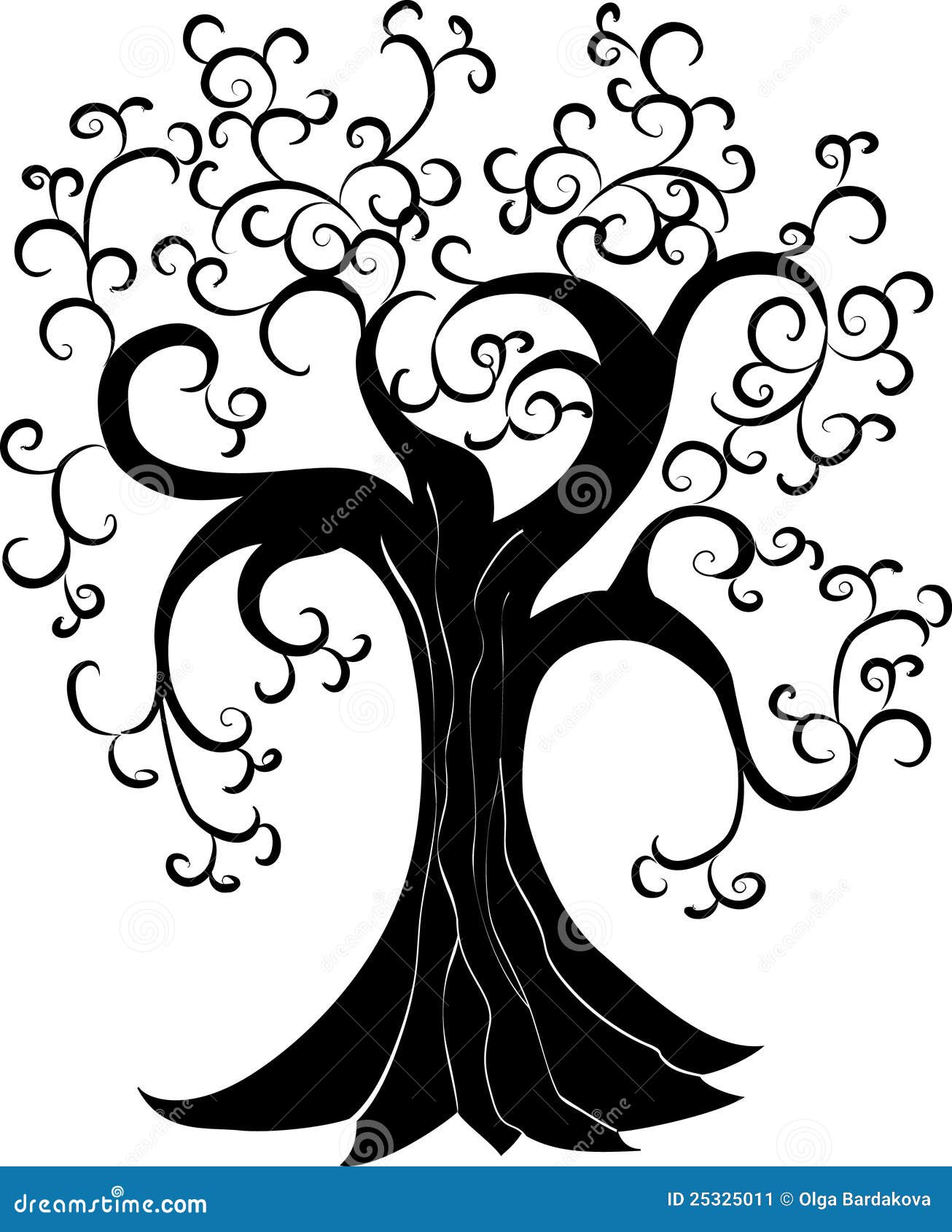 Tree with swirls stock illustration. Illustration of black - 25325011