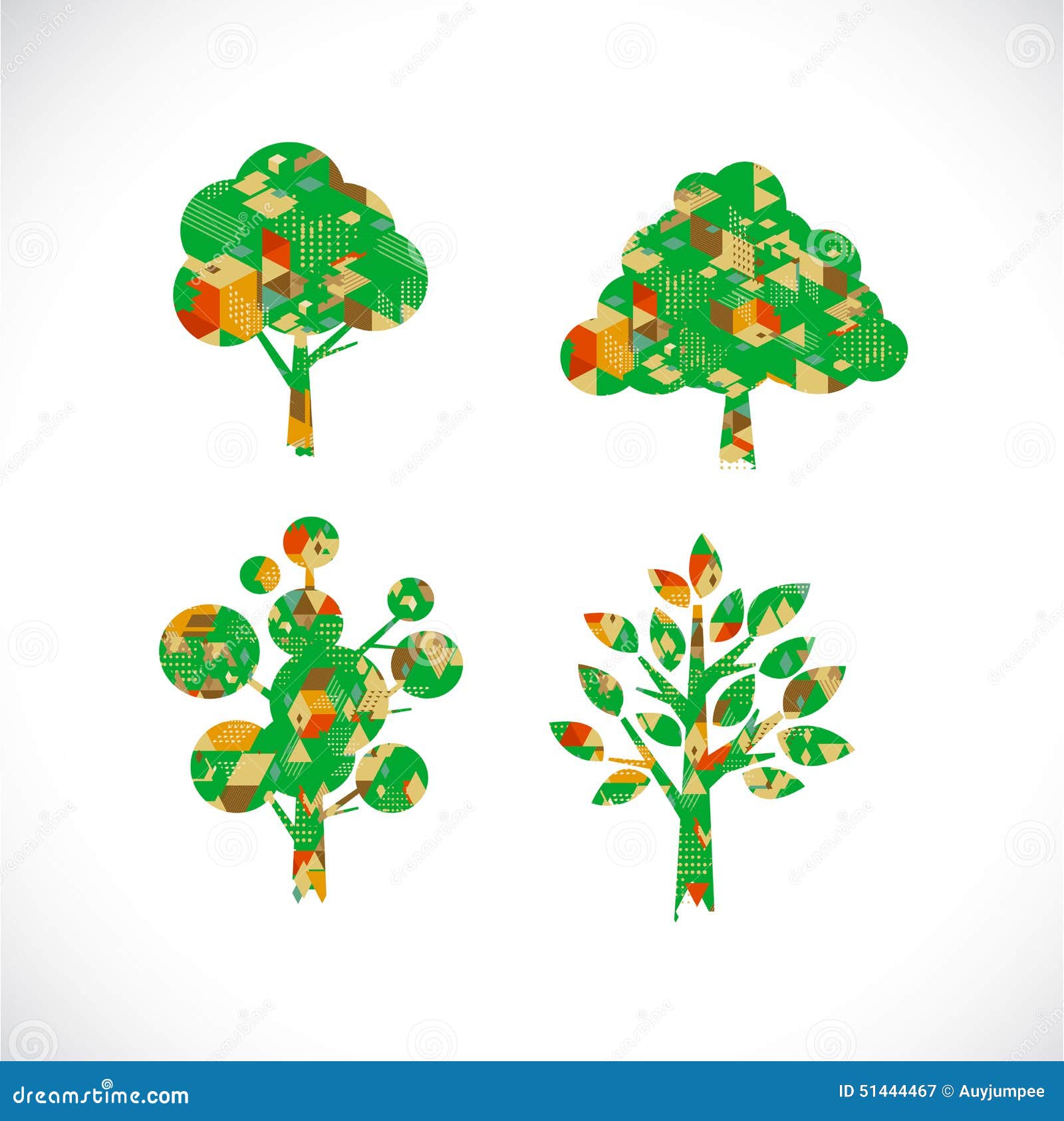 Tree Symbol with Abstract Geometric Graphic Style Isolated on White ...