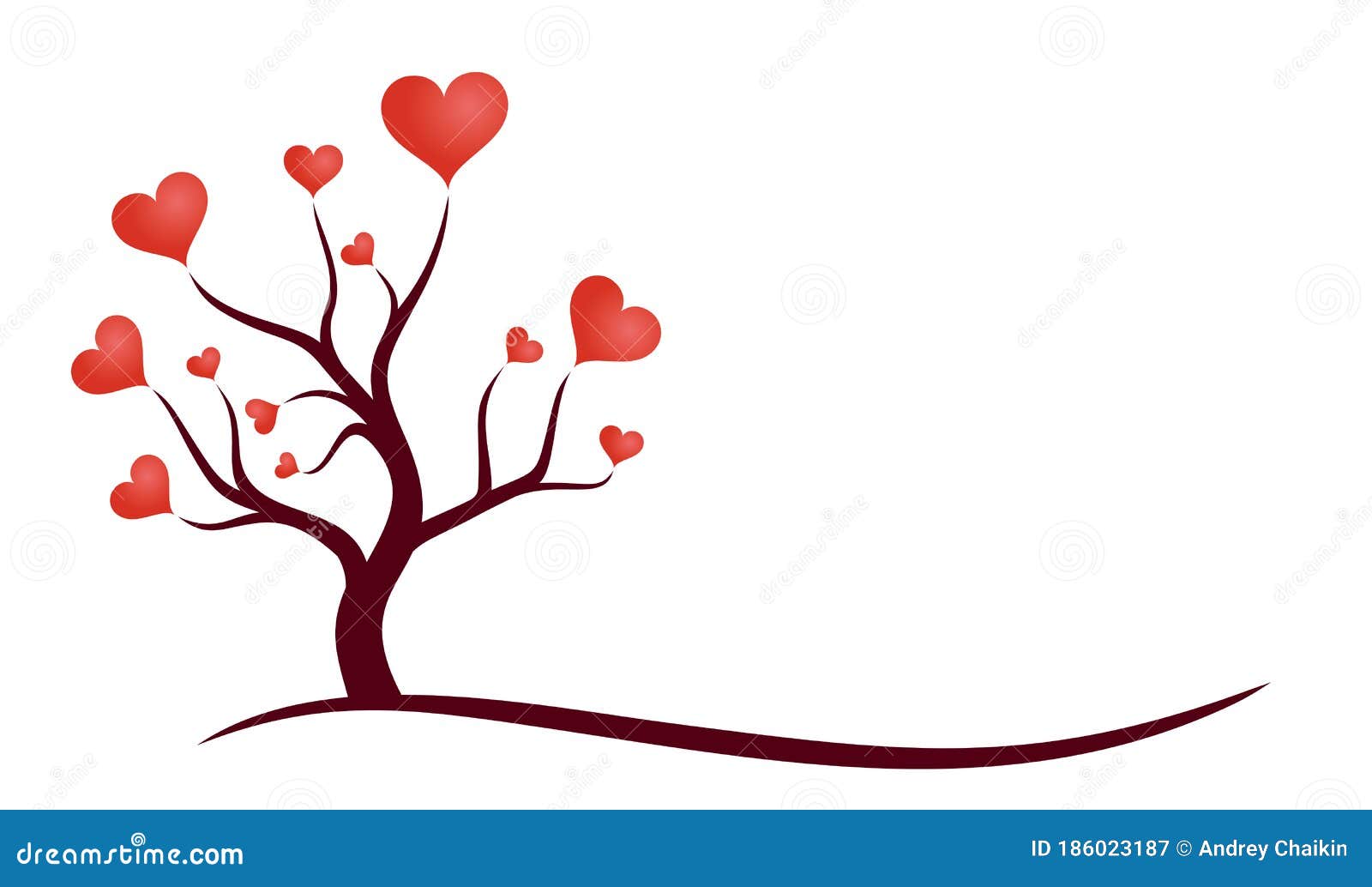 Tree symbol with hearts. stock vector. Illustration of park - 186023187