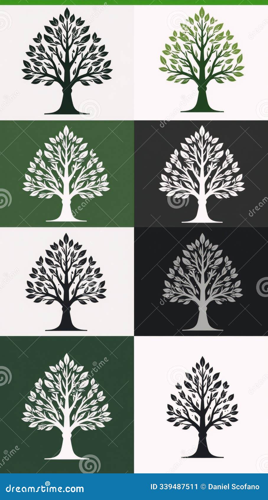 Tree Symbol or Icons Set for Brand Recognition Stock Illustration ...