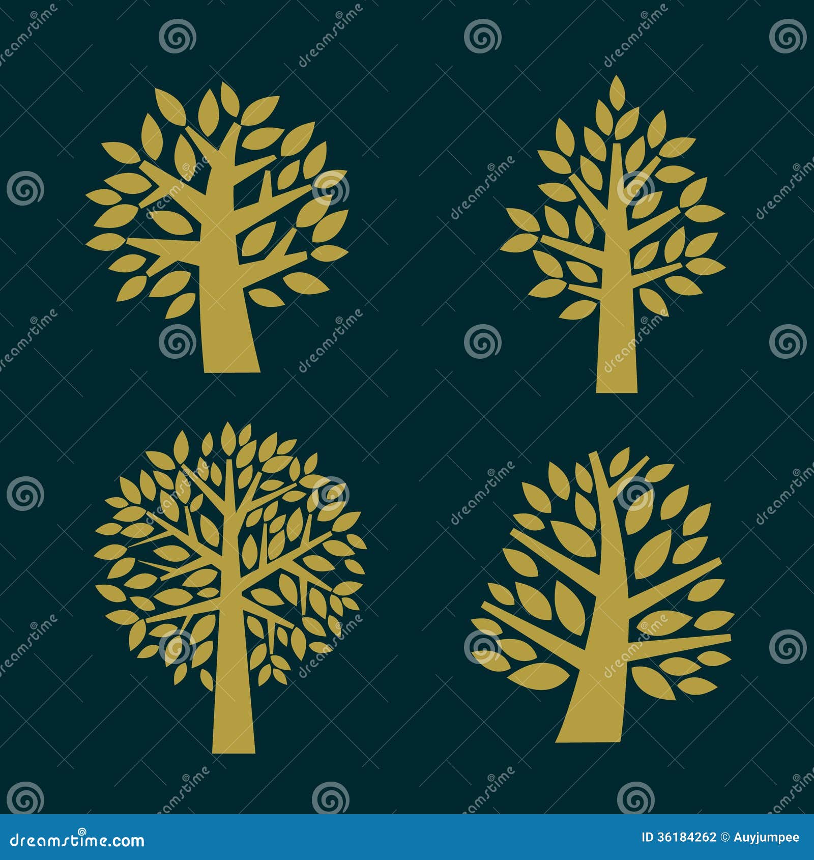 Tree Symbol Isolated on Dark Background, Illustration Stock Vector ...