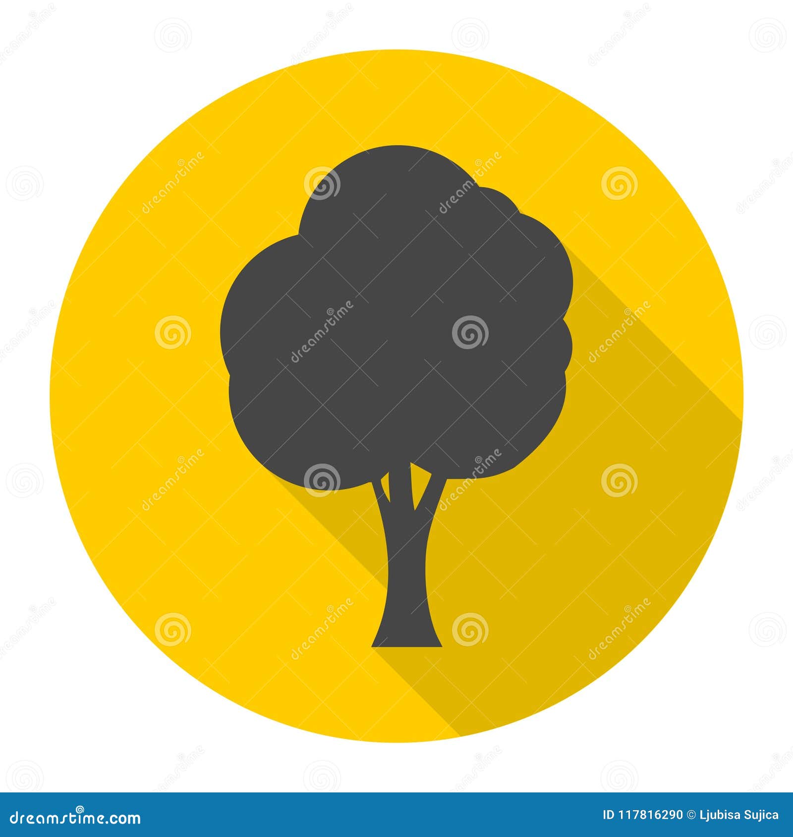Tree Symbol, Tree Icons Set with Long Shadow Stock Vector ...