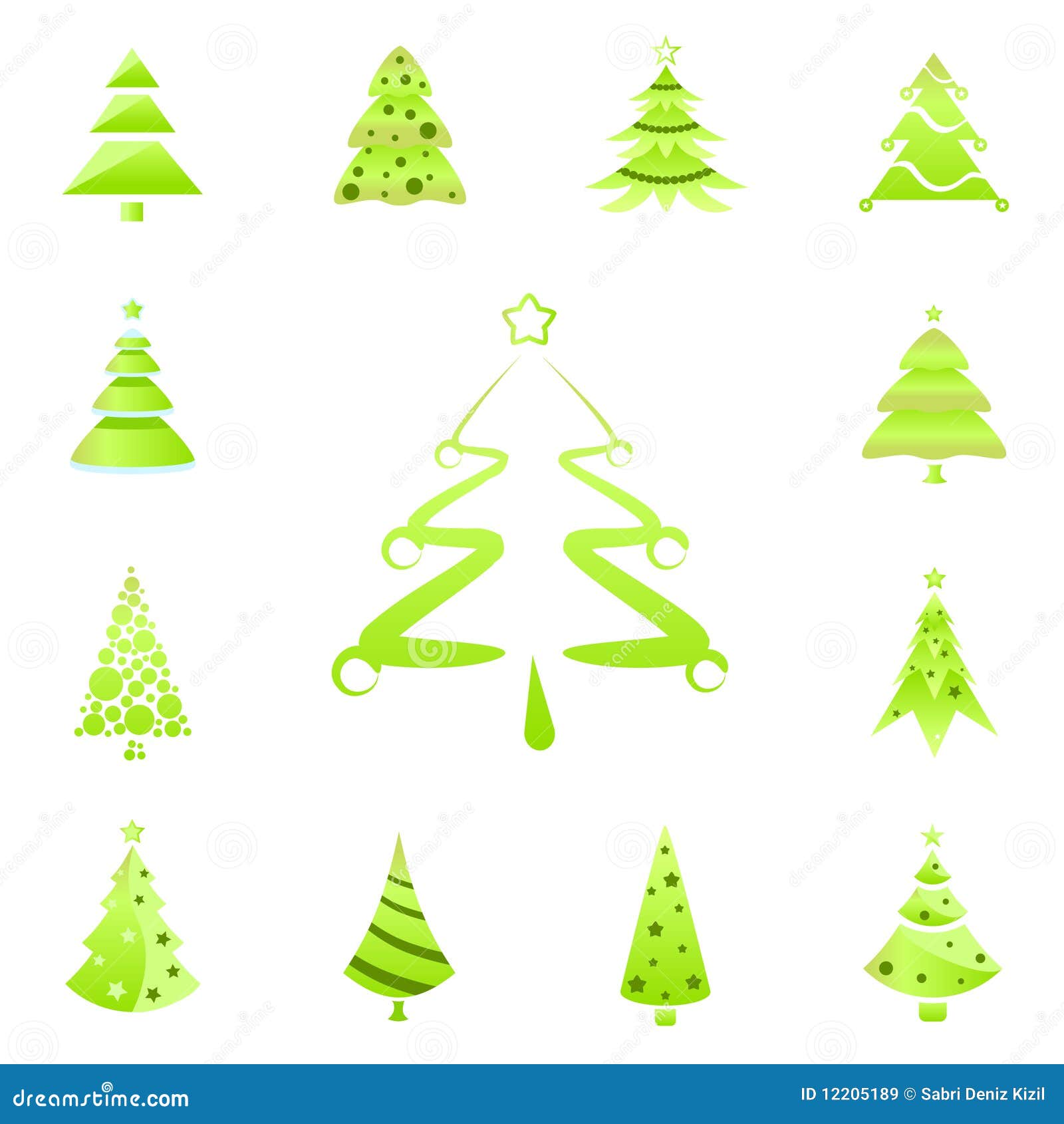 Tree Symbols.Trees Hand Drawn Design Collection Set. Abstract Spring ...