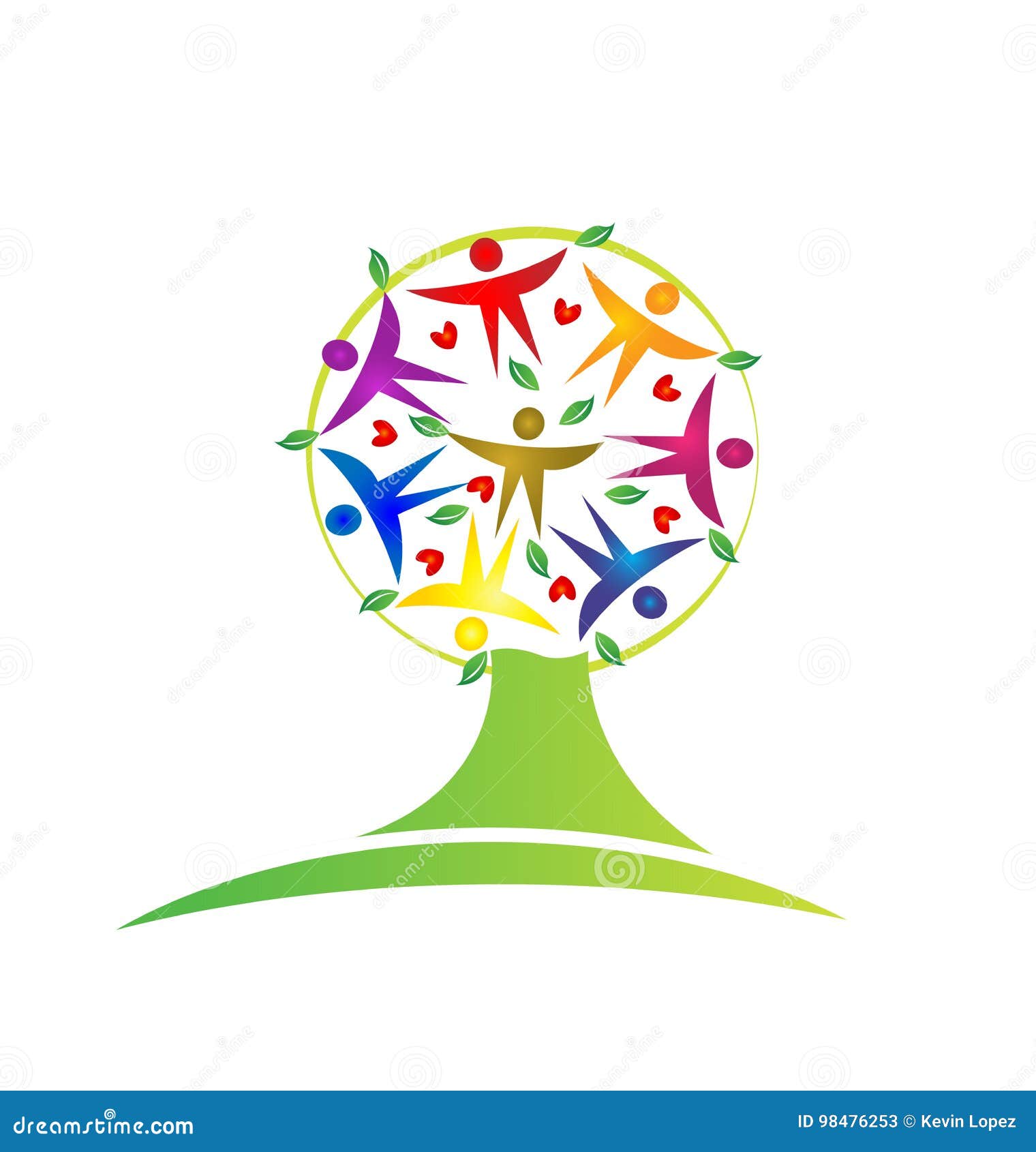 Tree Teamwork Leaf People Figures Icon Logo Stock Vector - Illustration ...