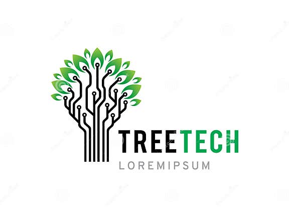 Tree Tech Logo Symbol or Icon Template Stock Vector - Illustration of ...