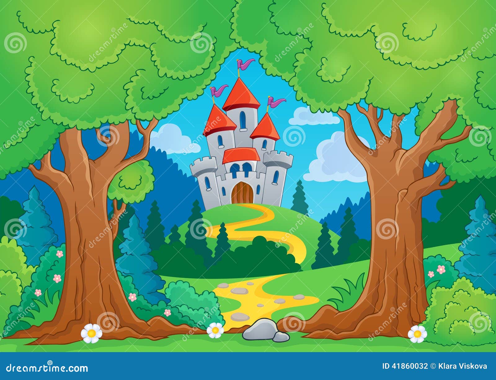 Tree theme with castle 1 stock vector. Illustration of growing - 41860032