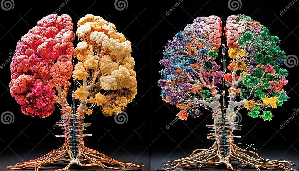 Tree of Thought Artistic Representation of Brain Hemispheres ...