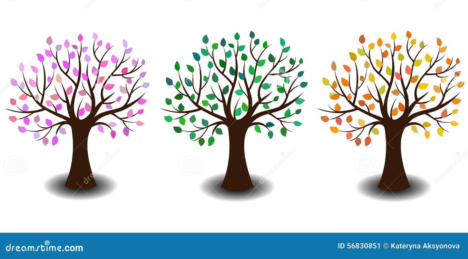 Tree in three variants stock vector. Illustration of brown - 56830851